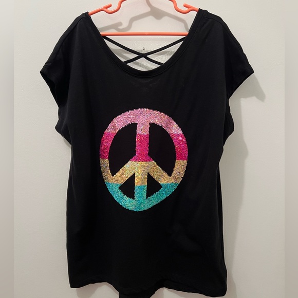 Old Navy | Shirts & Tops | Peace Sign Sequin Flip Top | Poshmark